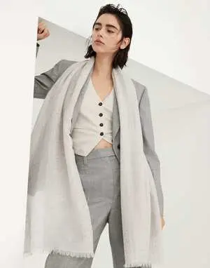 Brunello Cucinelli Glitter Embellished Frayed-edge Scarf