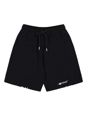 Off-White Logo Printed Drawstring Shorts - Black
