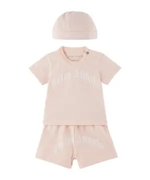 Palm Angels Logo-print Cotton Babygrow Set With Hat