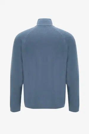 C.P. COMPANY Long-sleeved Knitwear With Zipper And Logo Badge - Blue