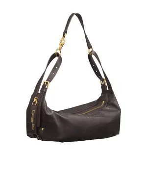 Dior Medium D-journey Bag In Shiny Grained Calfskin - Black