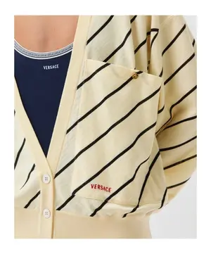 Versace Diagonal Stripe V-neck Cardigan
