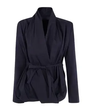 MARIA CALDERARA Twill Draped Shirt - Black