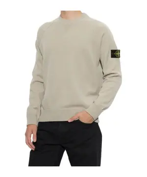 Stone Island Logo Patch Crewneck Sweater - Sand