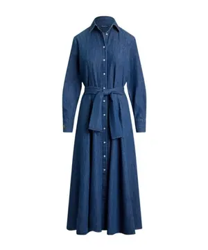 Polo Ralph Lauren Belted Button-down Midi Dress - Blue