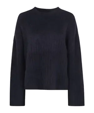 UMA WANG Ribbed Frayed-hem Top - Black