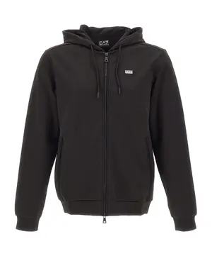 EA7 Hooded Zip-up Sweatshirt - Black