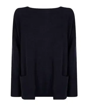DANIELA GREGIS Boatneck Pocket Knitted Sweater - Dark Grey