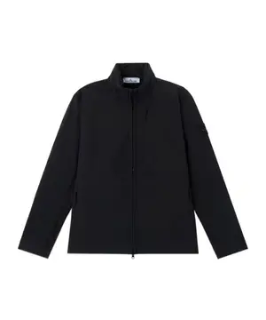Stone Island Zip-up Jacket With Stand Collar - Black