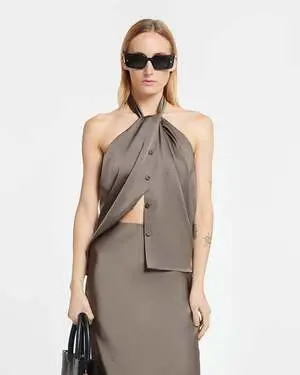 Nanushka Neline Draped Slip Satin Top