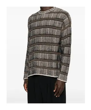 Giorgio Armani Striped Jacquard-knit Crew Neck Sweater