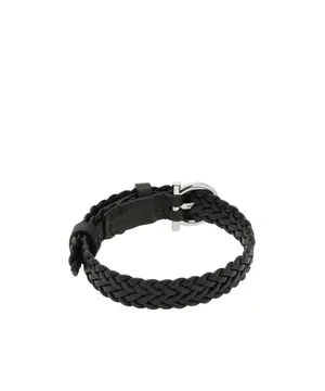 FERRAGAMO Braided Leather Bracelet With Gancini Clasp
