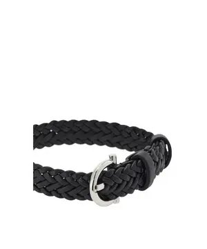 FERRAGAMO Braided Leather Bracelet With Gancini Clasp