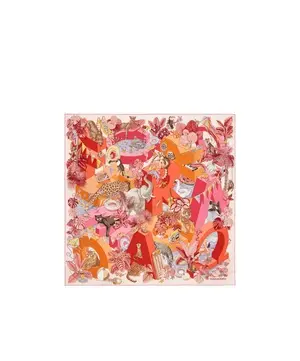 FERRAGAMO Jungle Party Print Silk Scarf - Pink