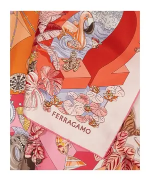 FERRAGAMO Jungle Party Print Silk Scarf