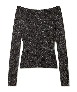 Stella McCartney Sequin Off-shoulder Jumper - Black