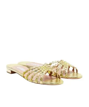 AQUAZZURA Tequila Embellished Leather Sandals