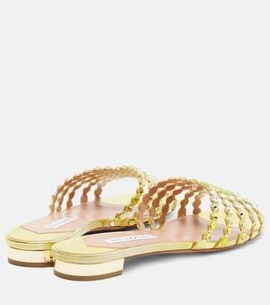 AQUAZZURA Tequila Embellished Leather Sandals