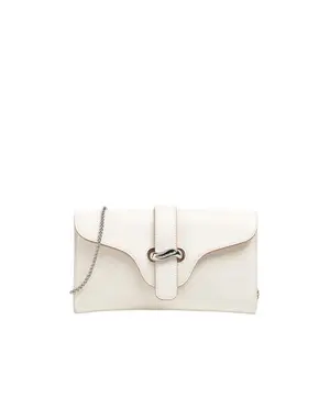 Emporio Armani Logo Engraved Strap Chain Wallet - Ivory