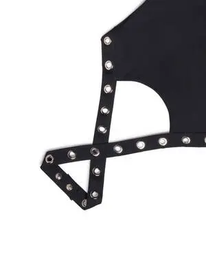 Off-White Eyelet-embellished Halterneck Swimsuit