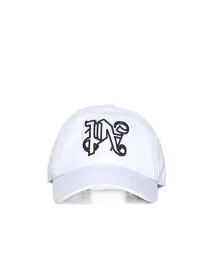 Palm Angels Monogram Embroidered Baseball Cap - White