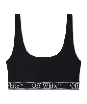 Off-White Straight Hem Cropped Top - Black
