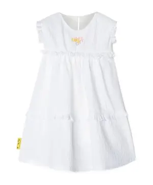 Off-White Off Stamp Ruffled Cotton Dress - White