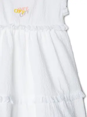 Off-White Off Stamp Ruffled Cotton Dress