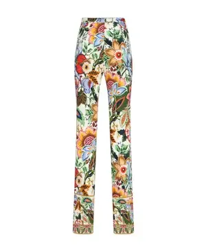 Etro High-waist Floral-printed Straight-leg Trousers - Multicolor
