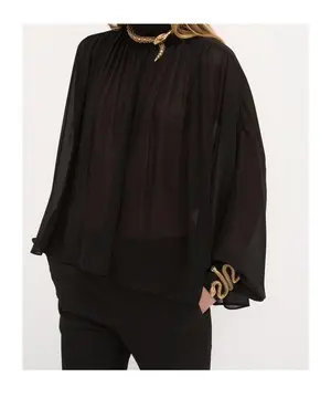 Chloé Silk Georgette Pleated Lace Shirt