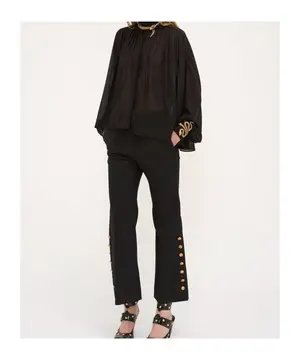 Chloé Silk Georgette Pleated Lace Shirt