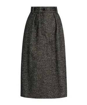 Dolce & Gabbana Pleated Herringbone Midi Skirt - Multi-color