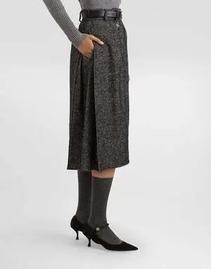Dolce & Gabbana Pleated Herringbone Midi Skirt