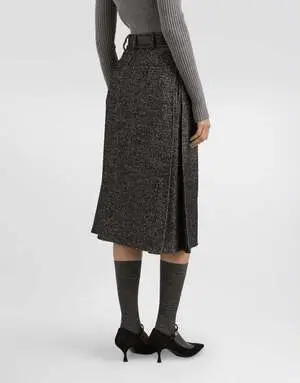 Dolce & Gabbana Pleated Herringbone Midi Skirt