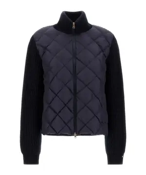 Herno Quilted Panelled Cardigan - Navy