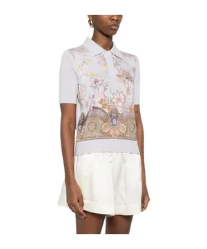 Zimmermann Luna Floral Print Jersey Polo
