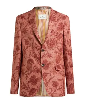 Etro Single-breasted Wool-blend Jacket With Floral Motif