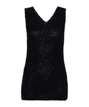 Fabiana Filippi V-collar Imitation Lambskin Vest - Black