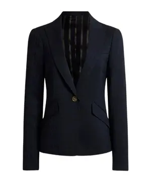 Etro Single-breasted Wool Jacquard Jacket - Black