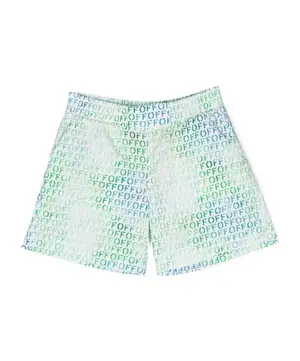 Off-White Logo-print Cotton Swim Shorts - White