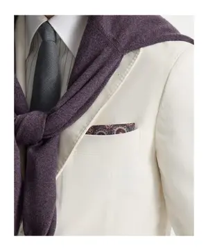Brunello Cucinelli Silk Pocket Square With Medallion Design