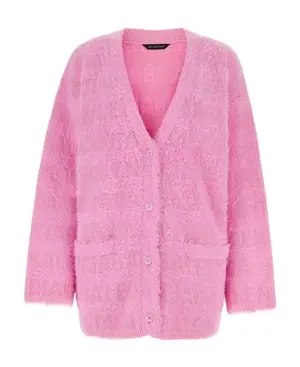 Balenciaga V-neck Oversized Knit Cardigan - Pink