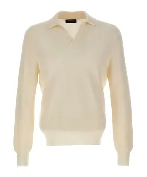 GRAN SASSO Long-sleeve Knitted Polo Shirt