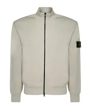 Stone Island Ribbed Stand-collar Cardigan - Sand-colored