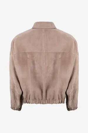Brunello Cucinelli Collared Long-sleeved Leather Jacket