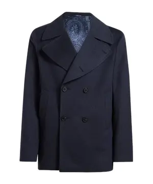 Etro Cashmere Cloth Pea Coat - Black