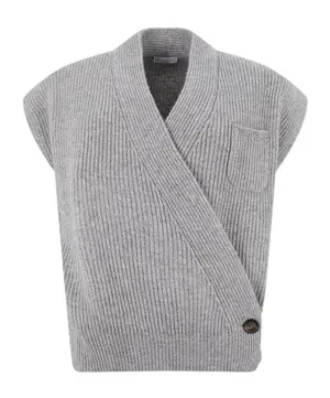 Brunello Cucinelli Short-sleeved Knit Top - Gray