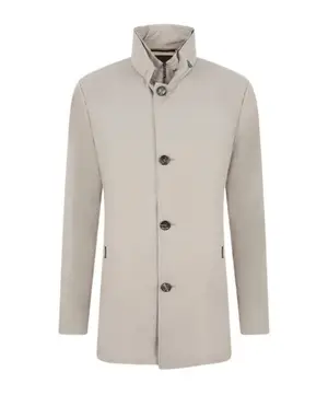 MOORER Mid-length Silk-blend Coat With A Stand Collar - Light Beige