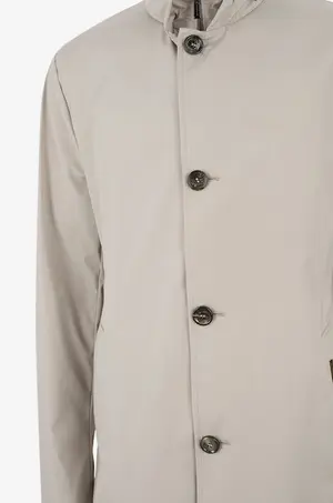 MOORER Mid-length Silk-blend Coat With A Stand Collar