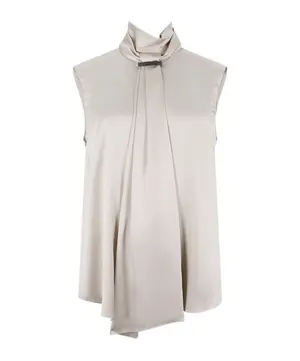 Brunello Cucinelli Sleeveless Tie Design Top - No